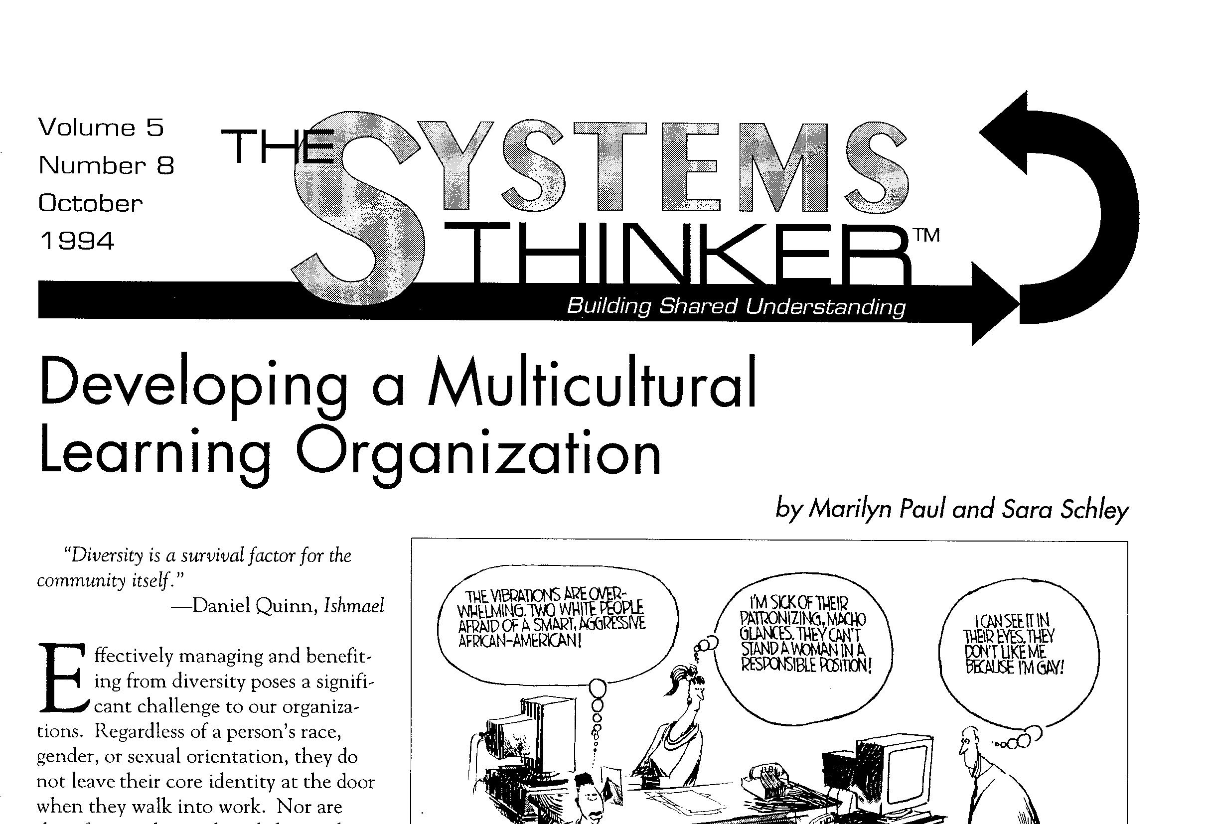 The Systems Thinker Developing A Multicultural Learning Organization The Systems Thinker